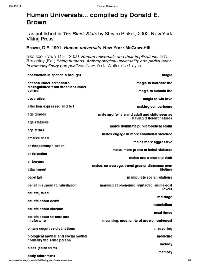 Human Universals | PDF | Kinship | Magic (Paranormal)