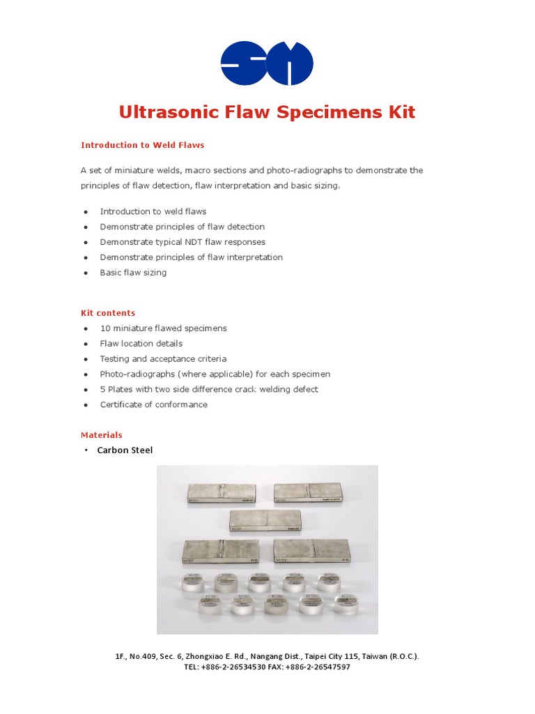 Ultrasonic Flaw Specimens Kit Overview | PDF | Nondestructive Testing ...