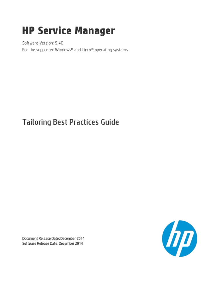 HP Service Manager Tailoring Best Practices Guide | PDF | Html ...