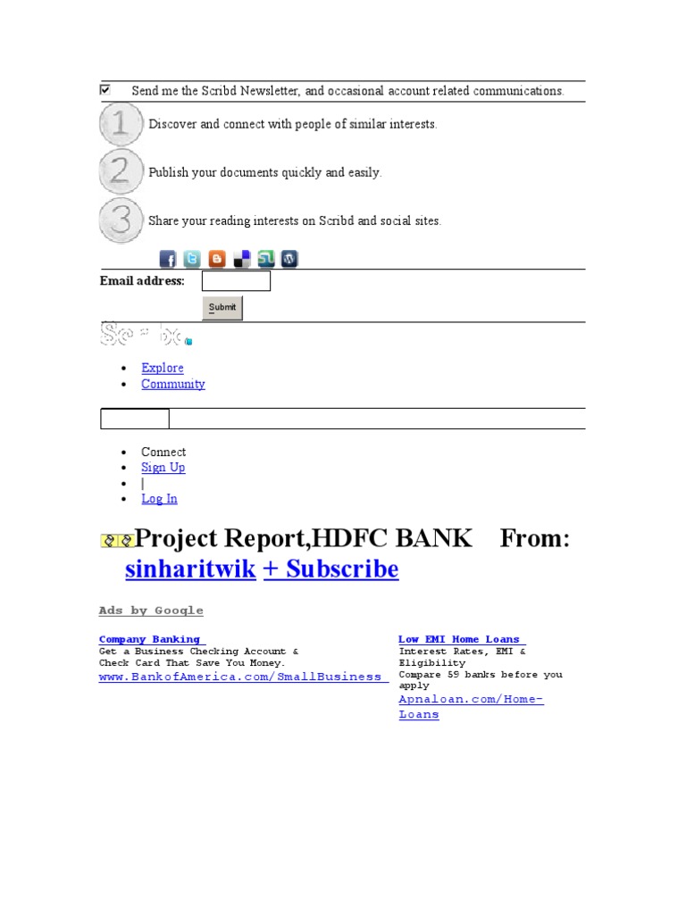 Project Report, HDFC BANK From:: Sinharitwik + Subscribe | PDF | Scribd ...