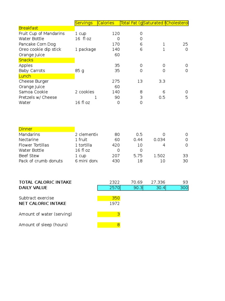 Foodlogtemplate Monday | PDF