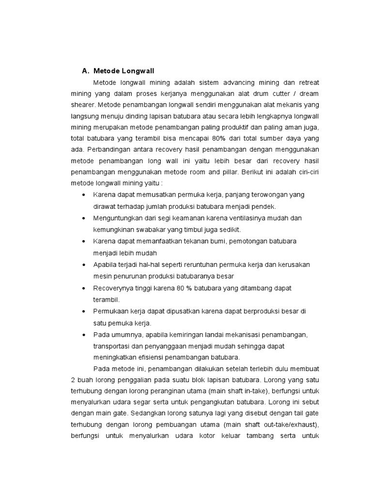 Longwall, Power of Support, Drum Shearer | PDF