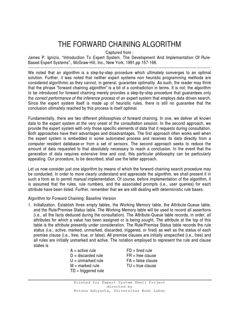 Forward Chaining Algorithm Explained | PDF | Algorithms | Inference