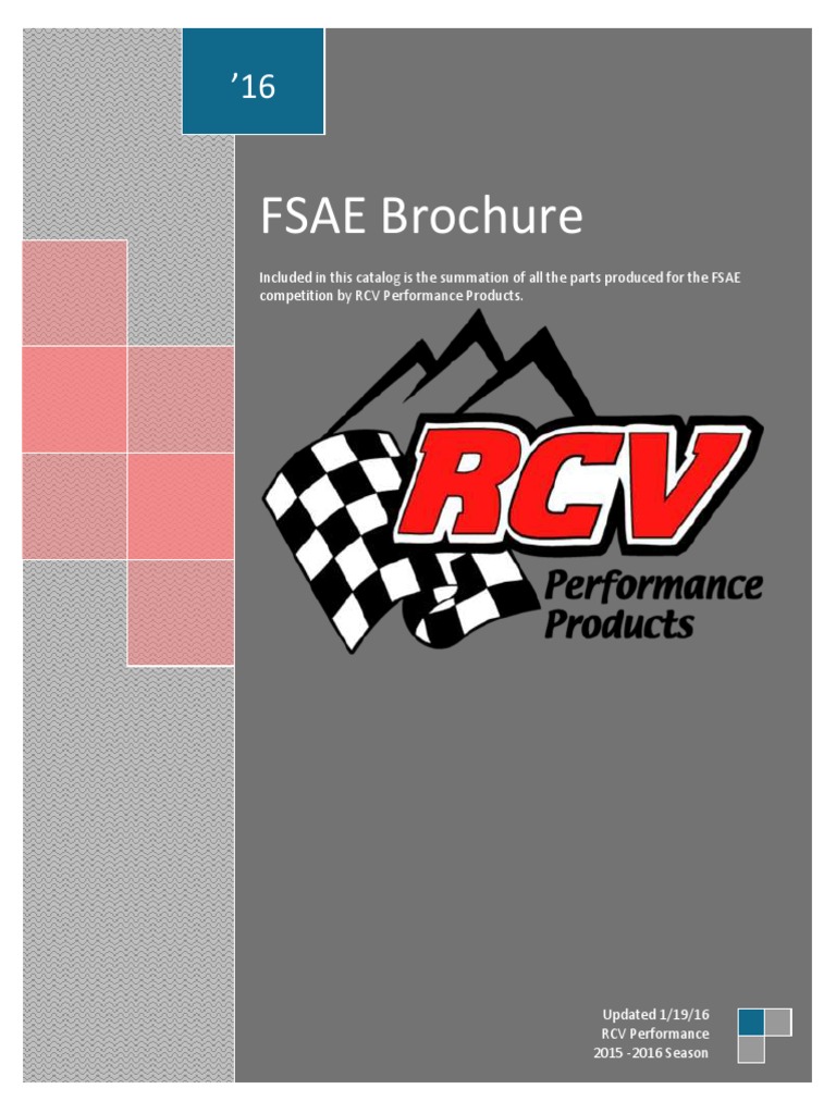 RCV Performance FSAE Brochure PDF | PDF | Axle | Ellipsis