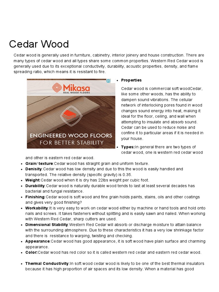 Properties and Uses of Cedar Wood | PDF | Wood | Lumber