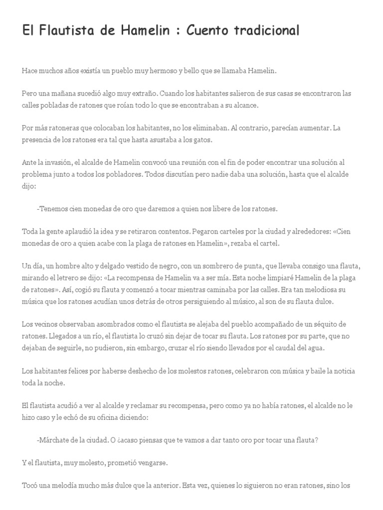 Cuento Popular - El Flautista | PDF | Flauta | Ocio