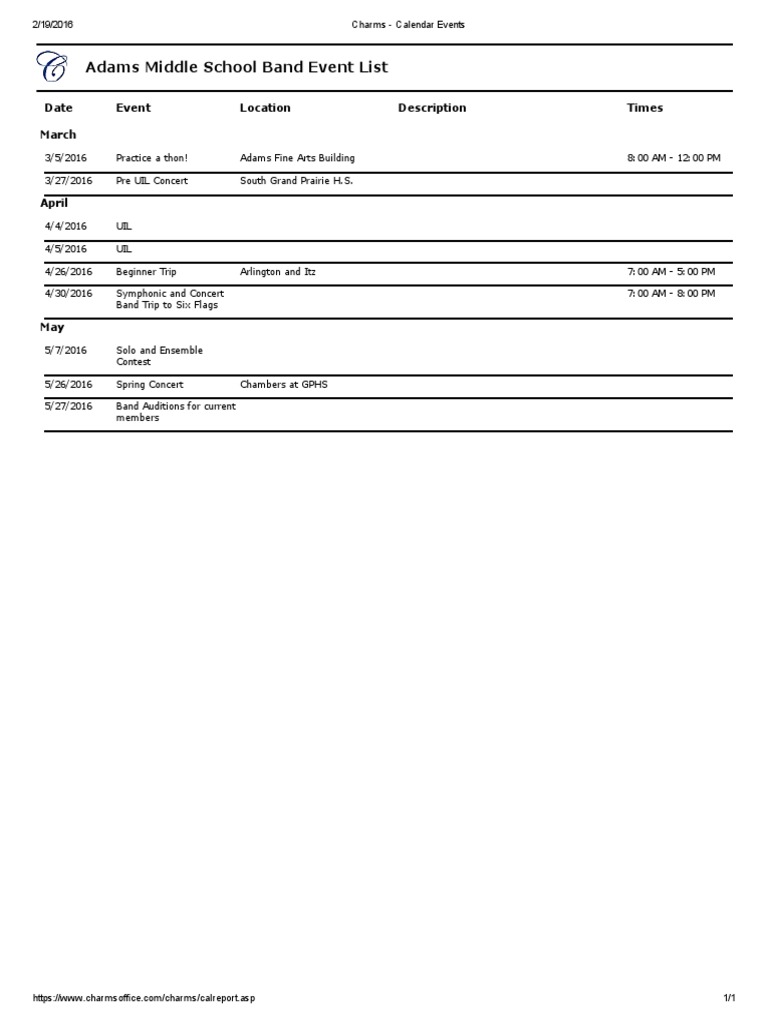 Charms - Calendar Events | PDF