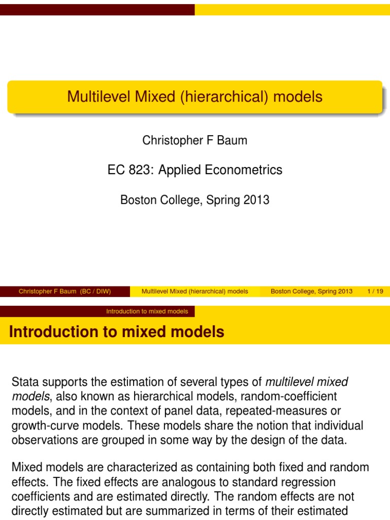 Multilevel Models Slides | PDF | Multilevel Model | Linear Regression