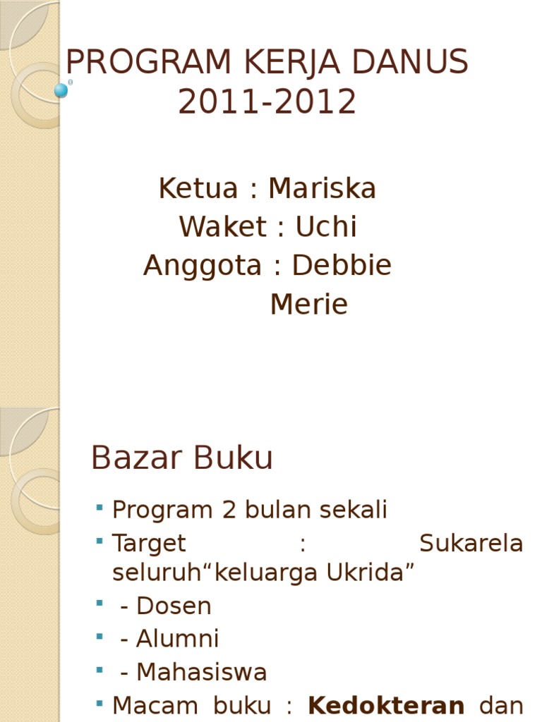 Program Kerja Danus 2011-2012: Bazar Buku & Garage Sale | PDF | Pengembangan Diri | Kesehatan ...