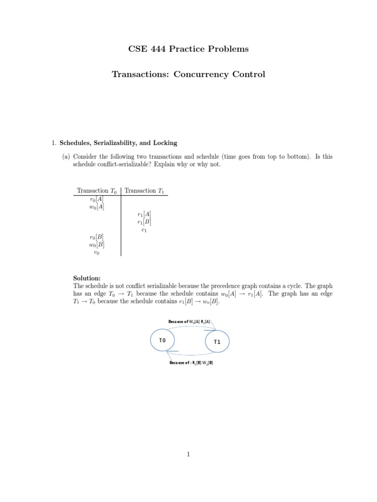 CSE 444 Practice Problems on Transactions: Concurrency Control | PDF | Operating System ...
