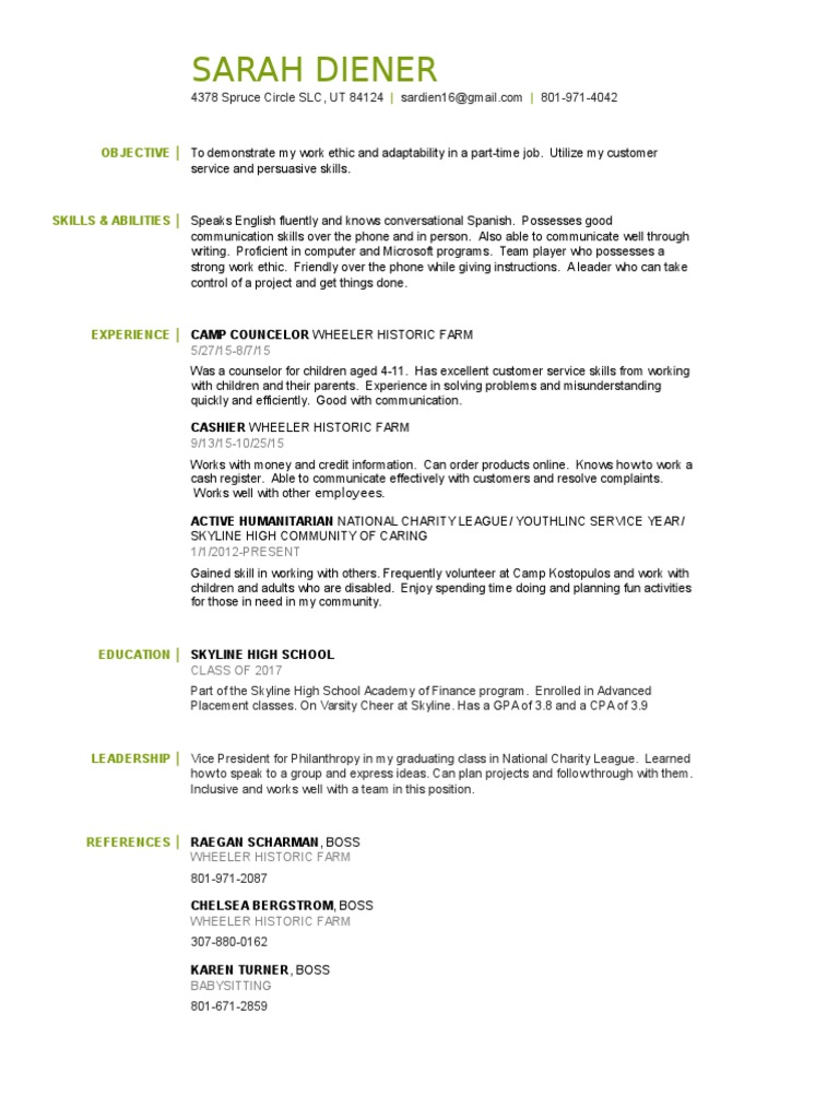 Sarah Diener Resume Final | PDF