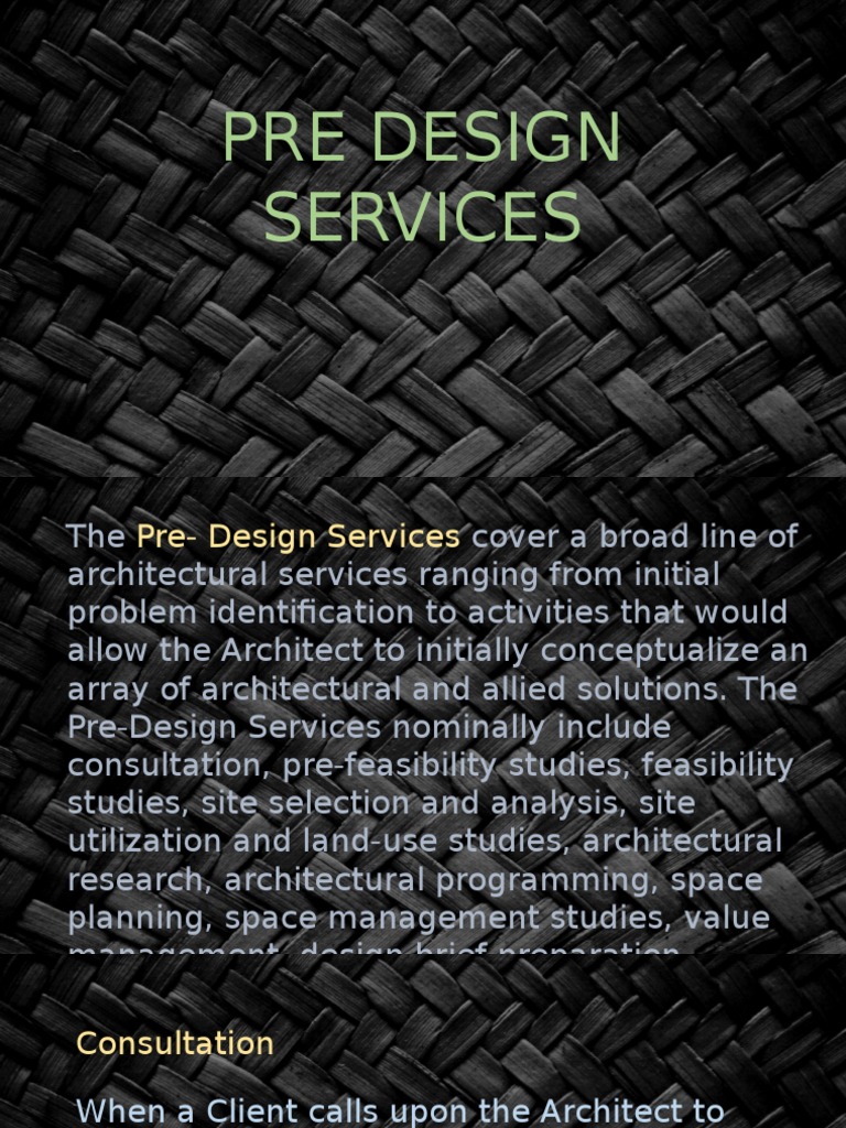 Pre Design Services | PDF | Architect | Per Diem