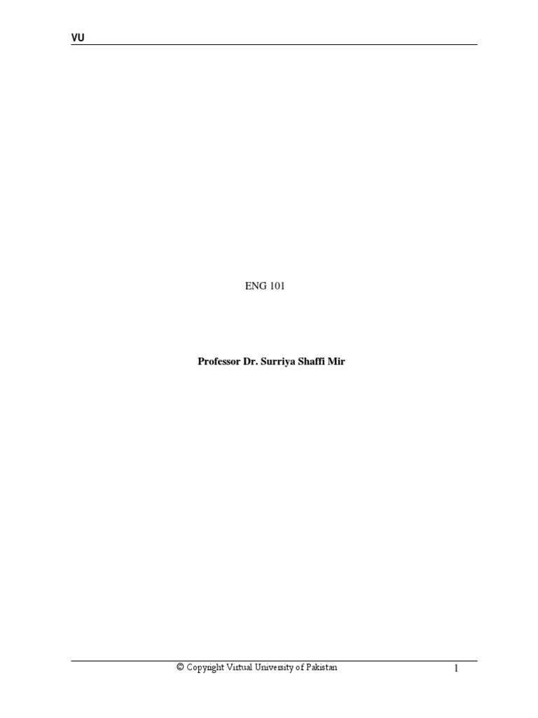 Eng 101 Handouts | PDF | English Language | Part Of Speech