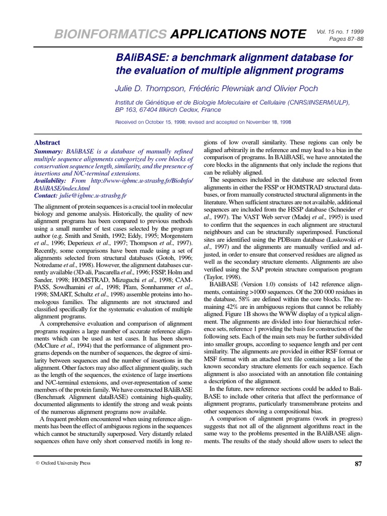 Bioinformatics: Applications Note | Download Free PDF | Sequence Alignment | Biological Engineering