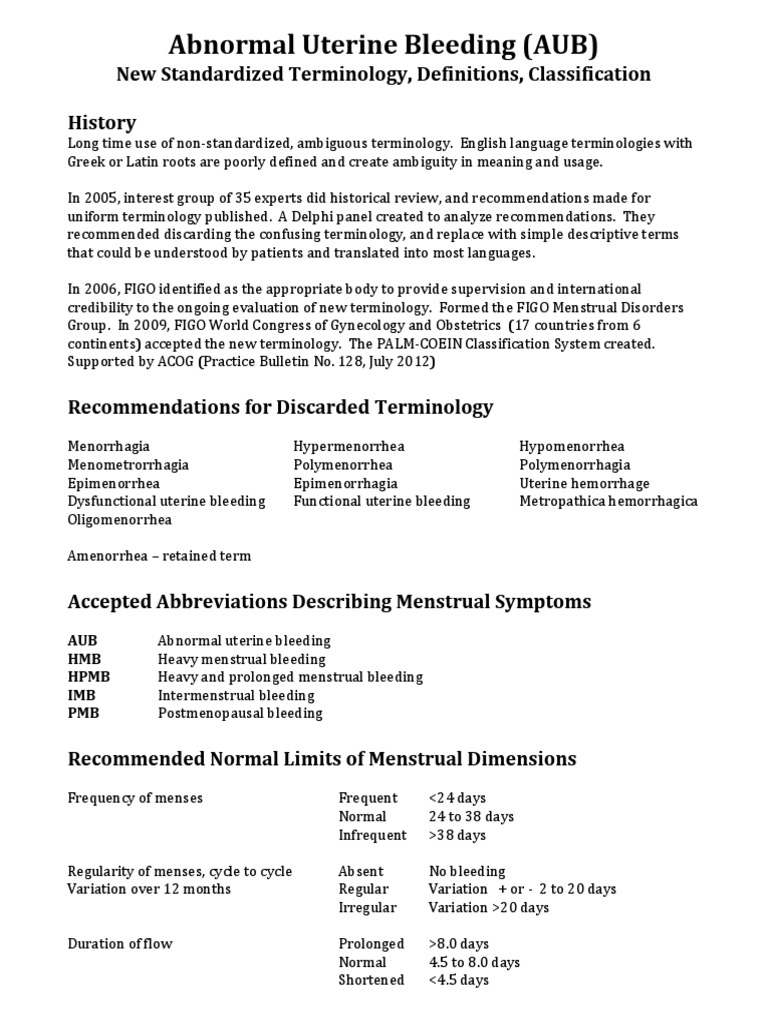 Abnormal Uterine Bleeding | PDF | Menstruation | Menstrual Cycle