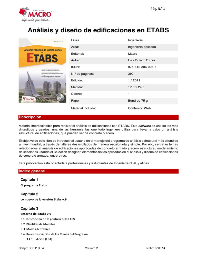 Análisis y Diseño de Edificaciones en ETABS | PDF | Ingeniería | Diseño