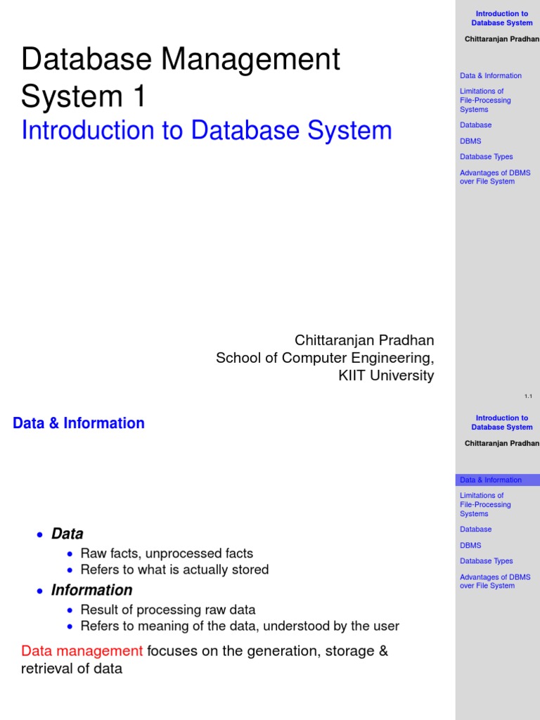 Introduction To Dbms File System Databases