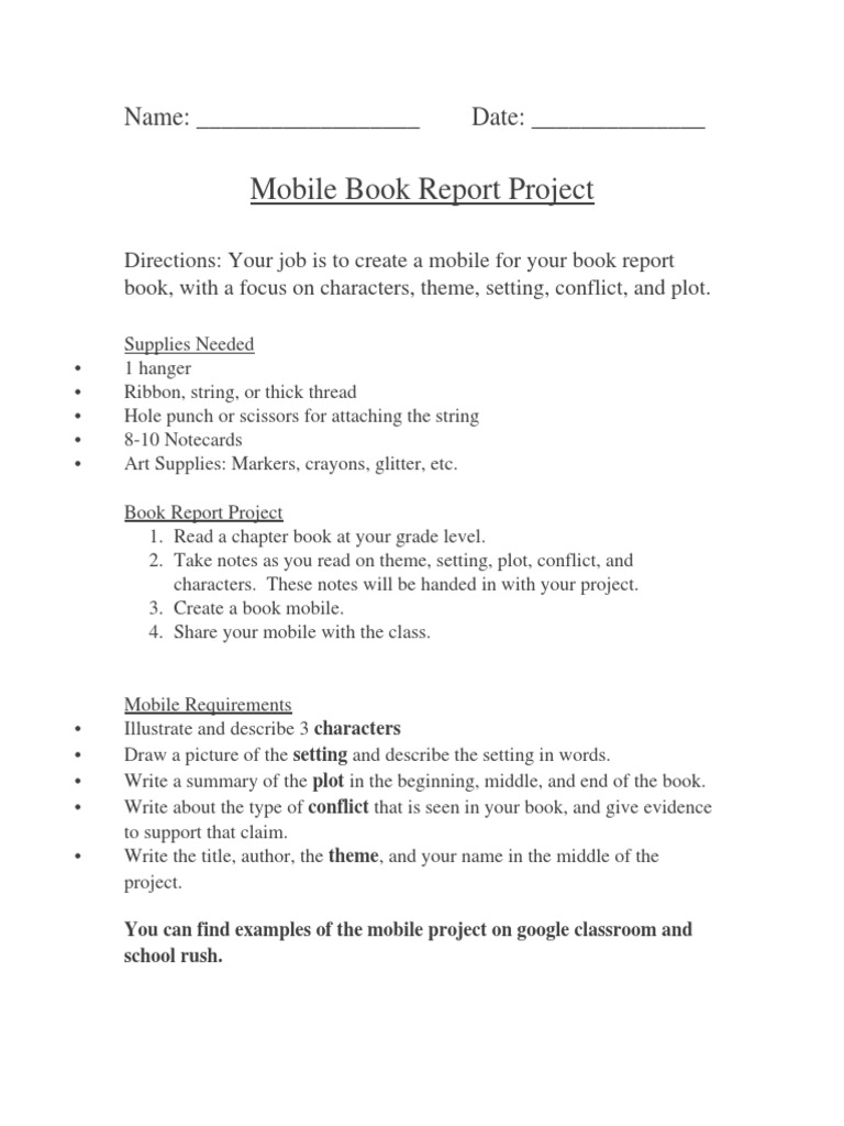 Mobile Book Report Project Guide | PDF