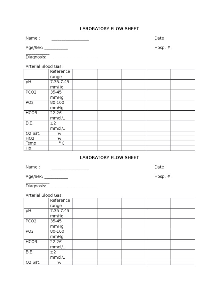 Laboratory Flow Sheet | PDF