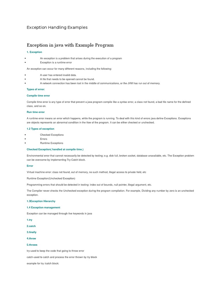 Exception Handling Examples | Download Free PDF | Sql | Parameter (Computer Programming)