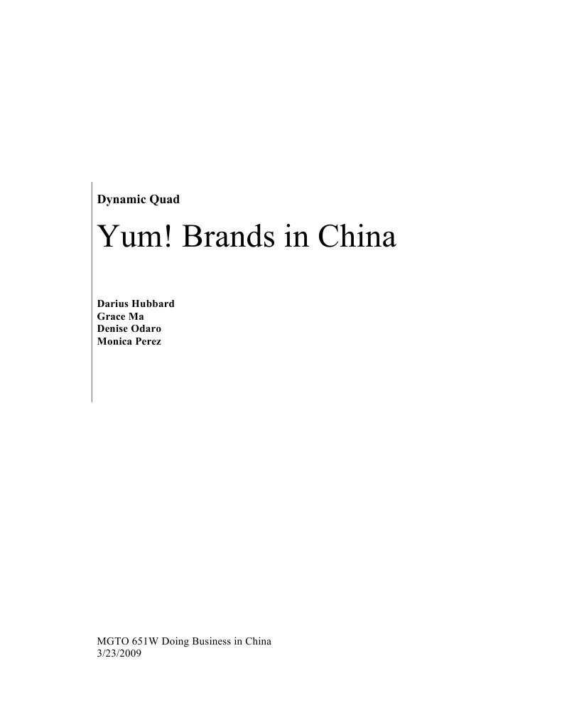 Yum Brands: Strategic Analysis On Yum Brands Asia by Denise Odaro ...