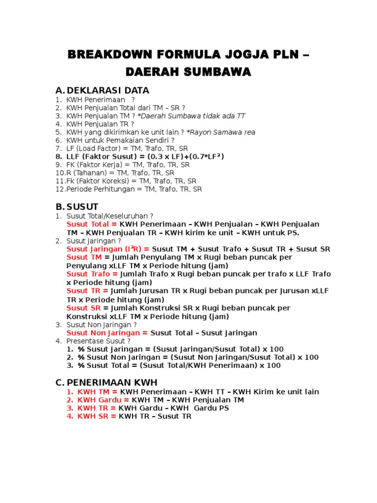 Breakdown Formula Jogja PLN | PDF | Sains & Matematika