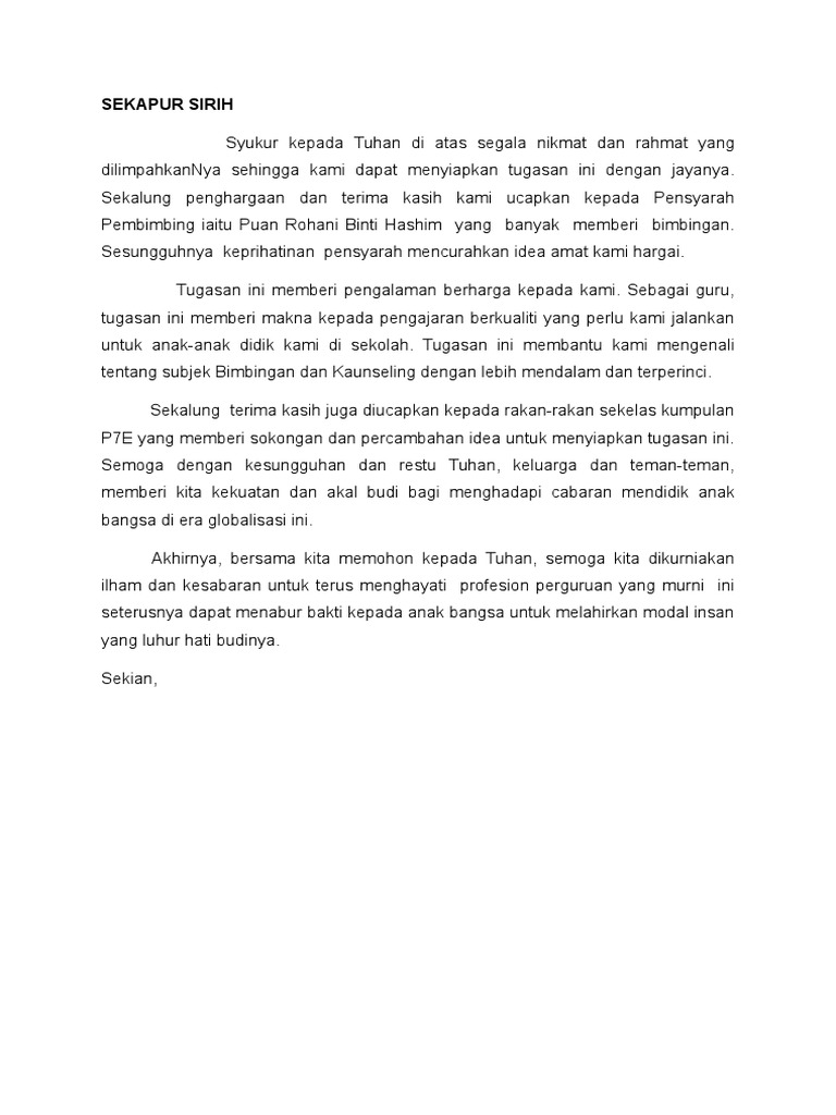 Pendahuluan Sekapur Sirih | PDF