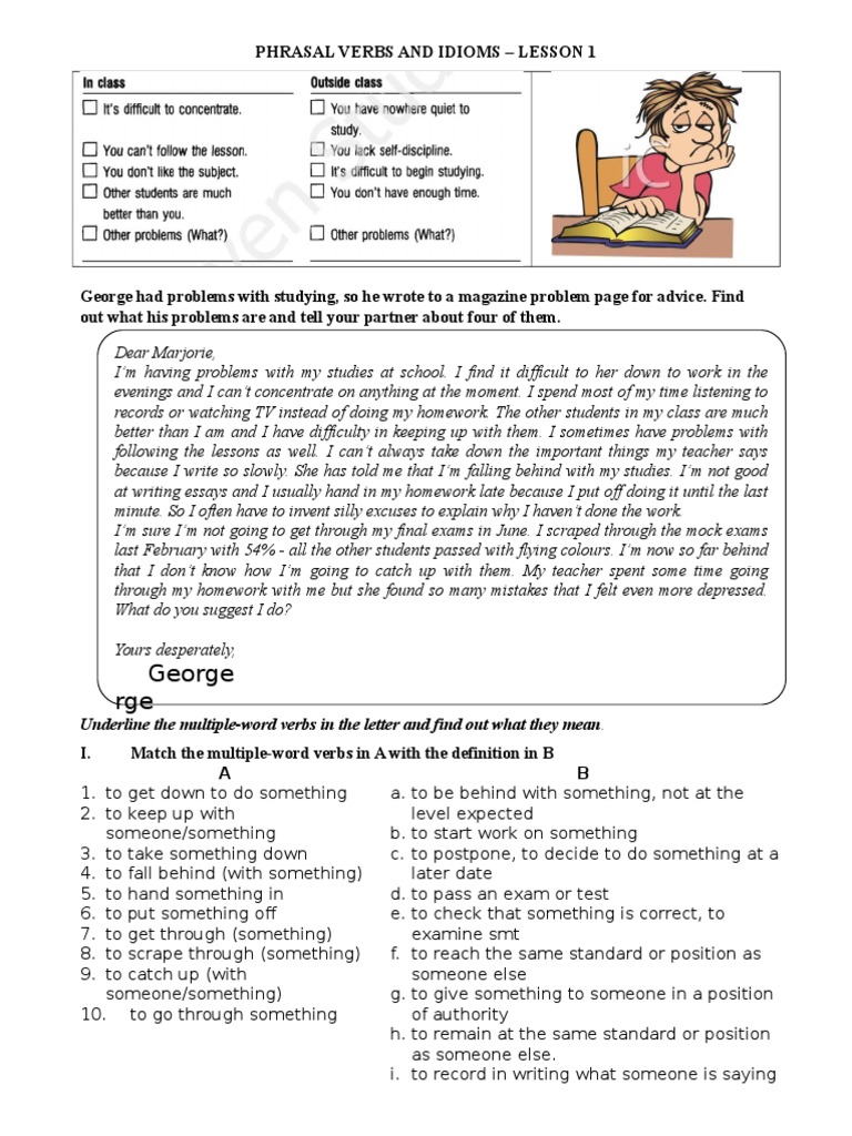 Phrasal Verbs and Idioms Lesson 1 | PDF | Career & Growth