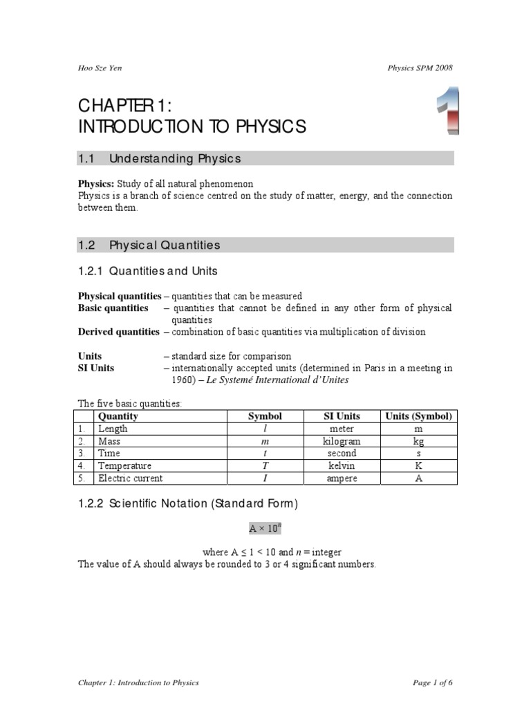 Chapter 1 | PDF | International System Of Units | Quantity