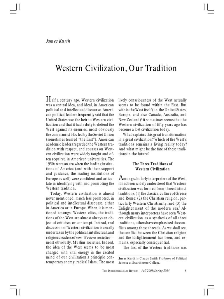 Western Civilization, Our Tradition: James Kurth | PDF | Western World ...
