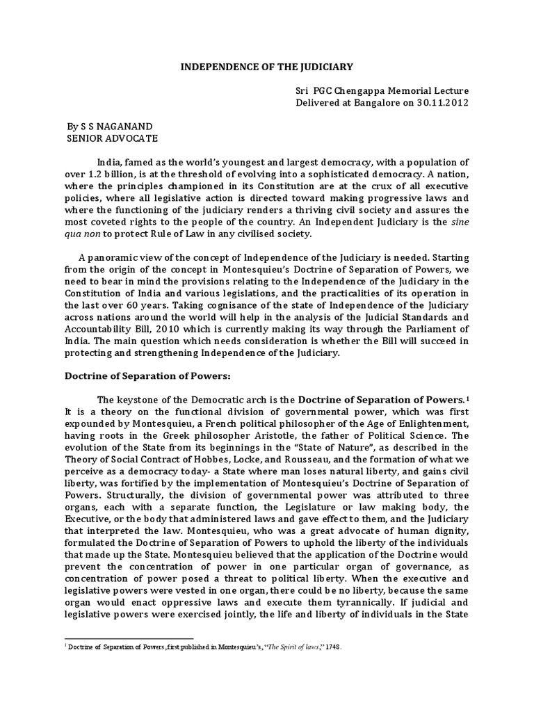 Independence of the Judiciary in India | PDF | Social Science