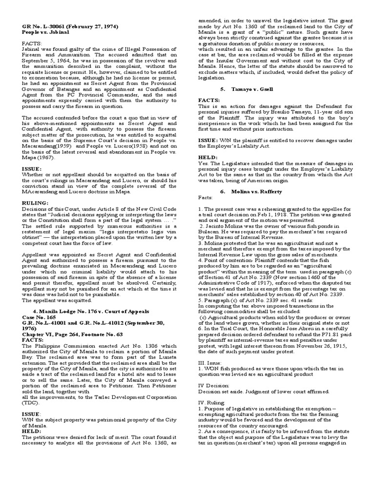 Statcon Case Digest | PDF | Taxes | Constitution