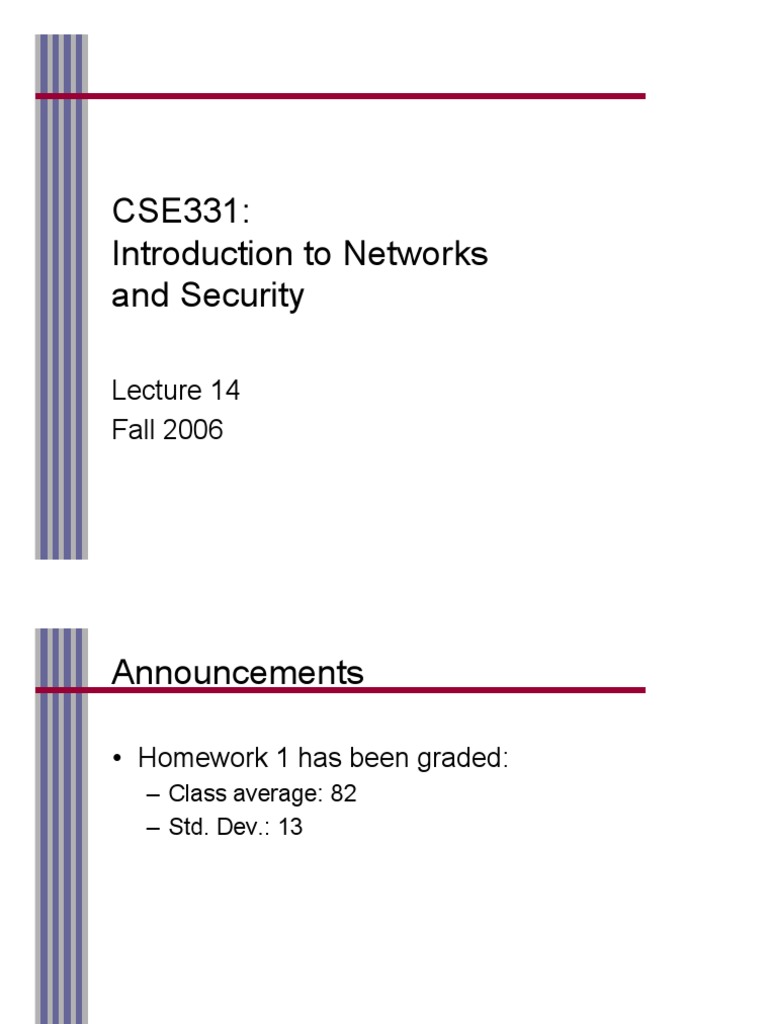 CSE331 Intro to Networks and Security Lecture 14 | PDF | Computer Virus | Denial Of Service Attack