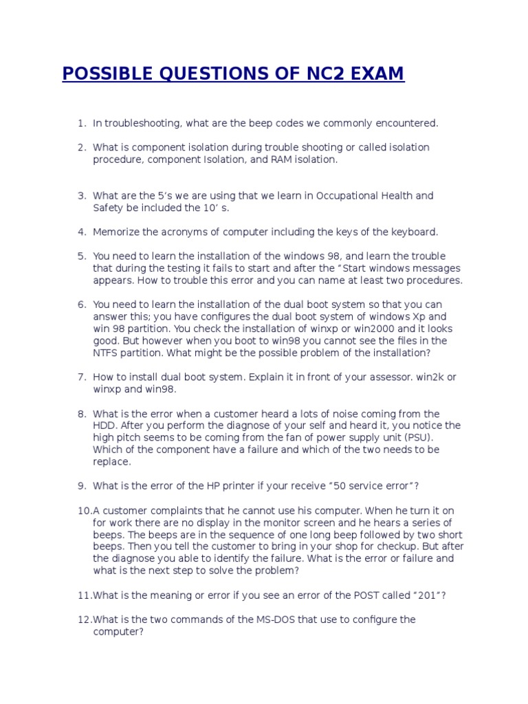 NC2 Exam Prep: Key Questions | PDF | Internet | Bios
