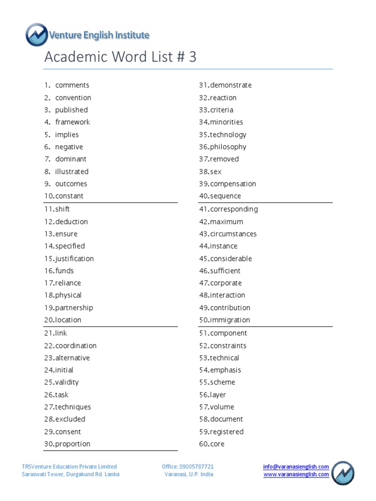 Academic Word List 3 | PDF