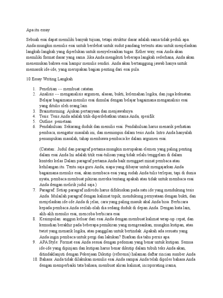 Apa Itu Essay | PDF | Seni & Disiplin Bahasa