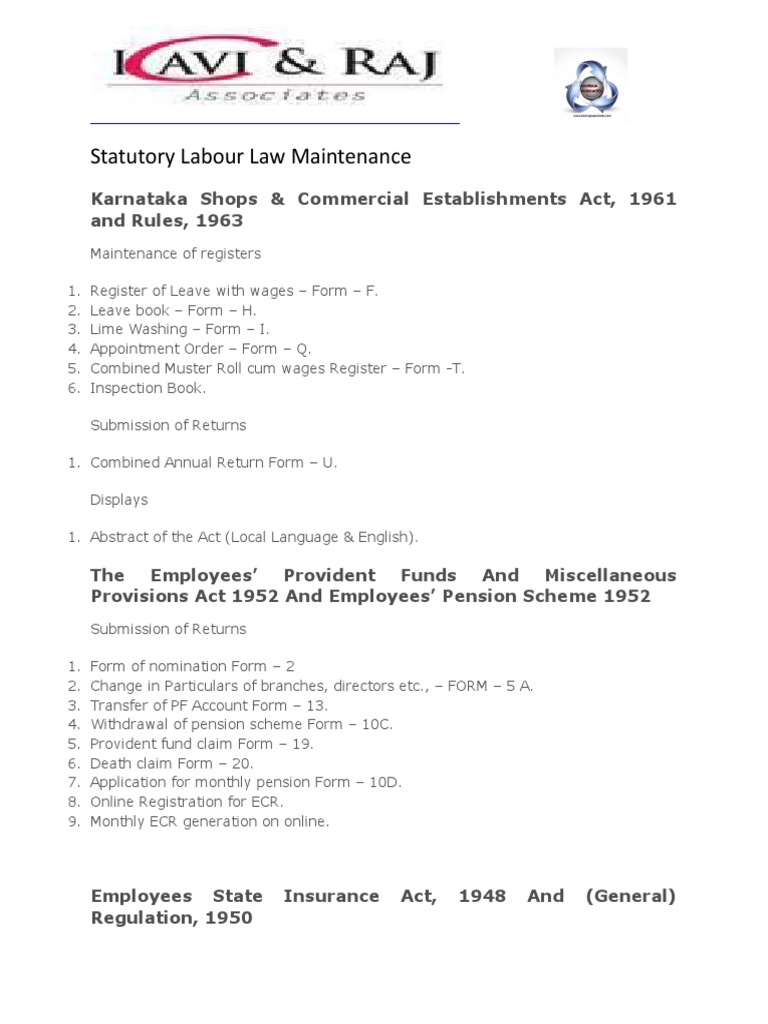 Statutory Labour Law Maintenance | PDF