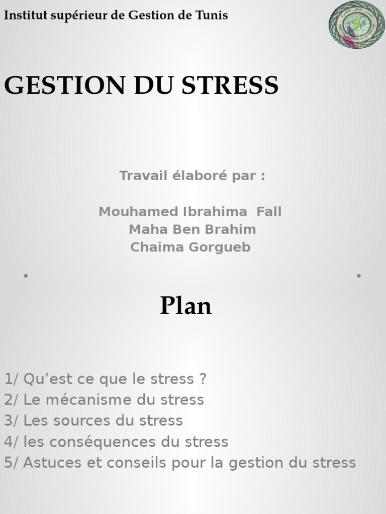 Gestion de Stress | PDF | Stress (Biologie) | Anxiété