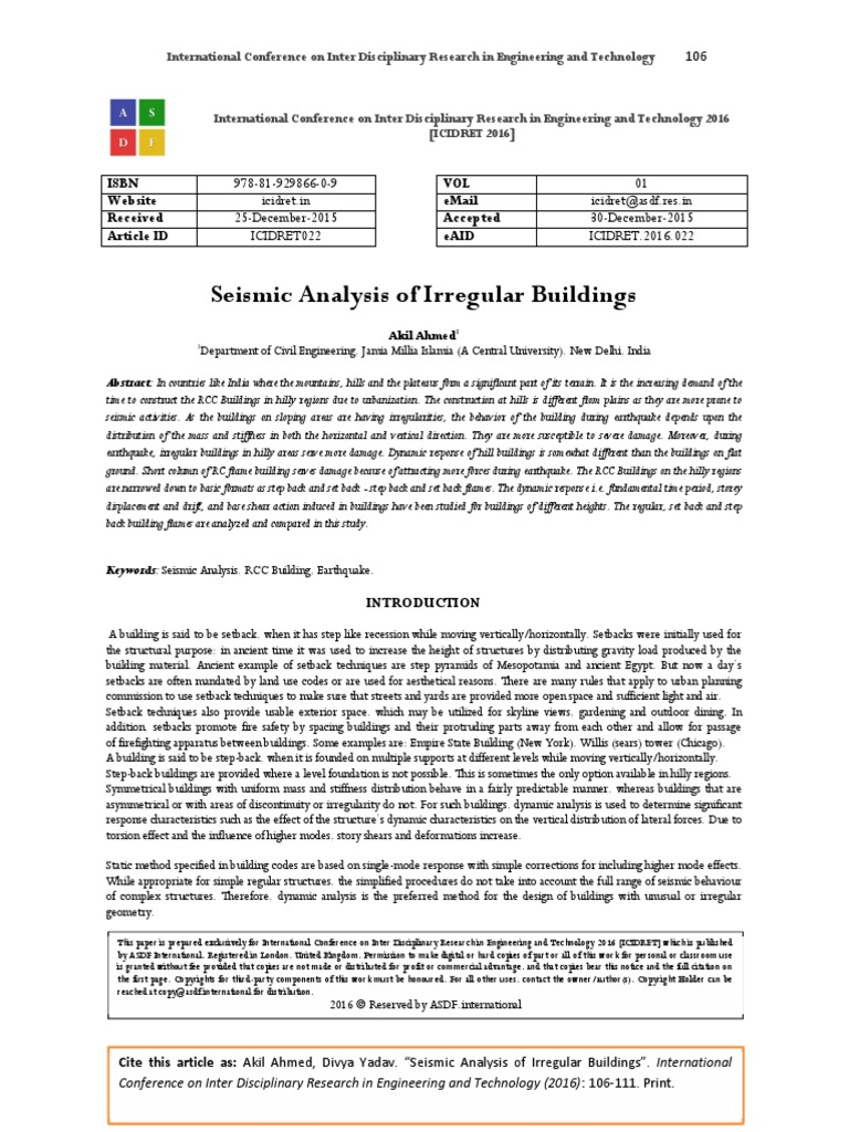 Seismic Analysis of Irregular Buildings | PDF | Building Engineering ...