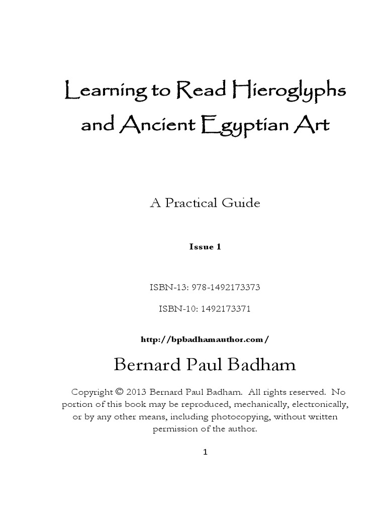 Learning To Read Hieroglyphs and Ancient Egyptian Art by Bernard Paul ...