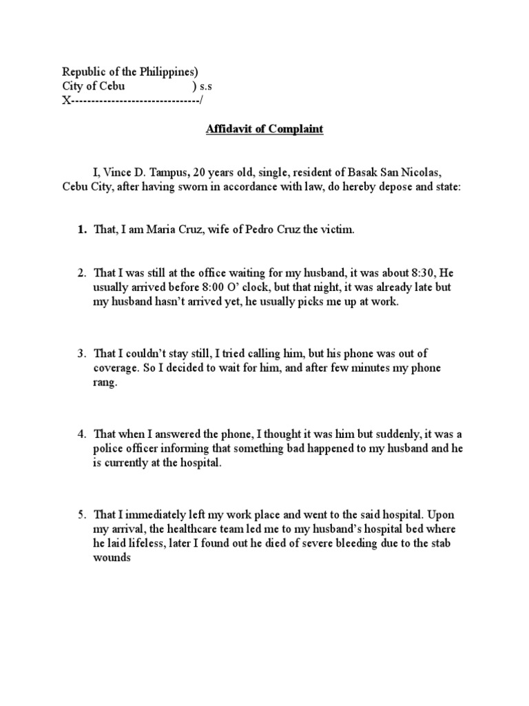 Affidavit of Complaint Homicide | PDF | Violence | Crime Thriller