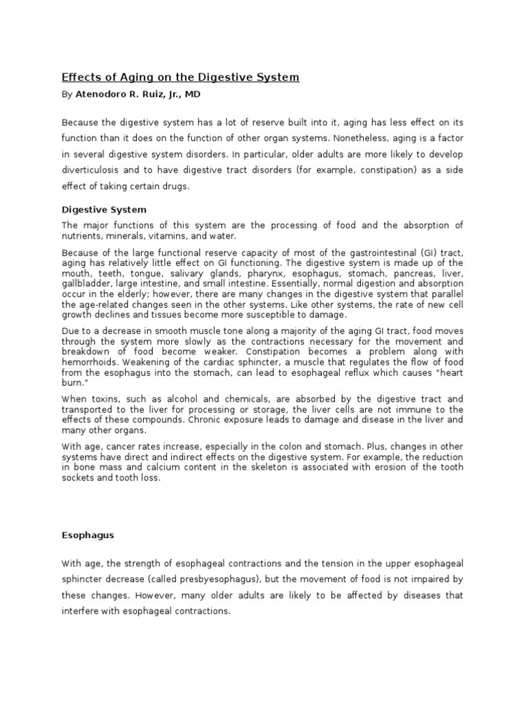 Effects of Aging On The Digestive System | PDF | Human Digestive System ...