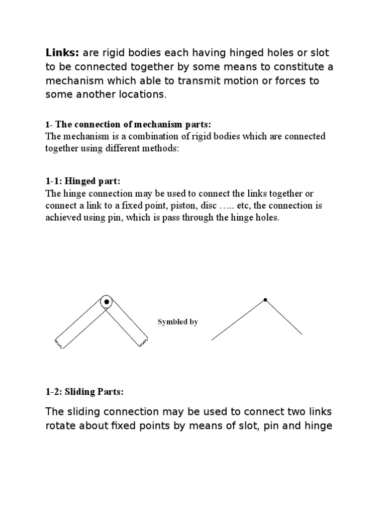 Links: Are Rigid Bodies Each Having Hinged Holes or Slot | PDF ...
