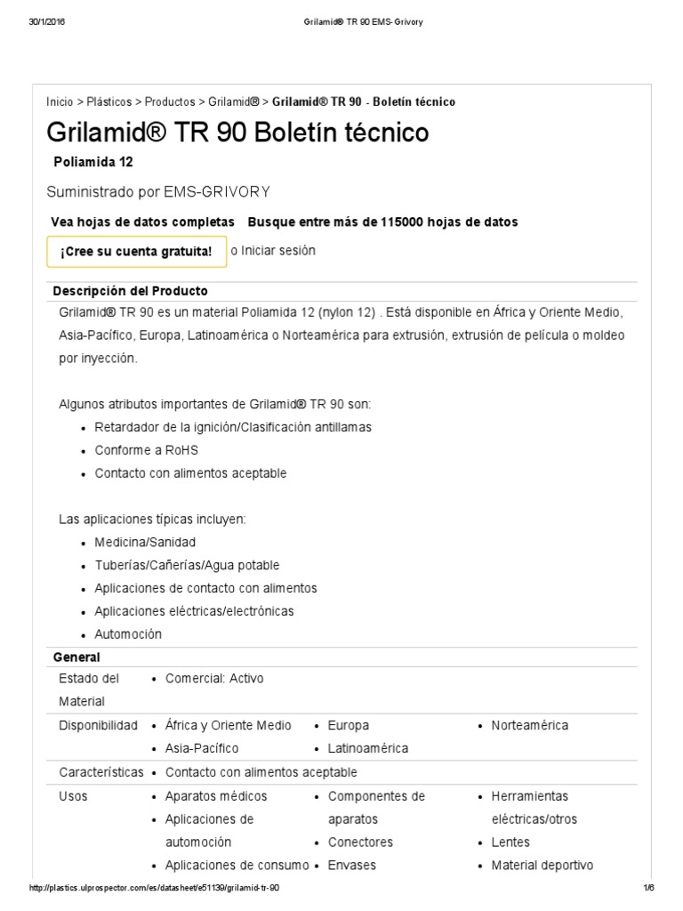 Grilamid® TR 90 EMS-Grivory PDF | PDF | Industrias | Materiales