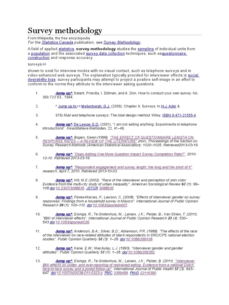 Statistics Canada Survey Methodology | PDF | Public Opinion | Survey ...