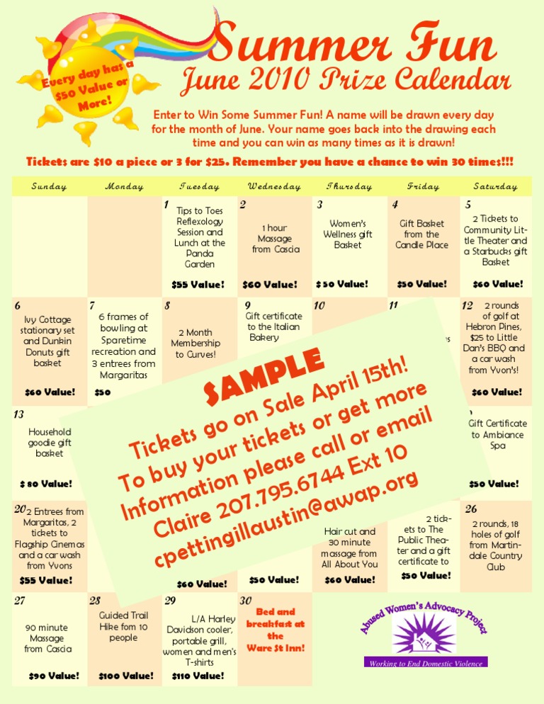 June 2010 Prize Calendar: SAM PLE | PDF
