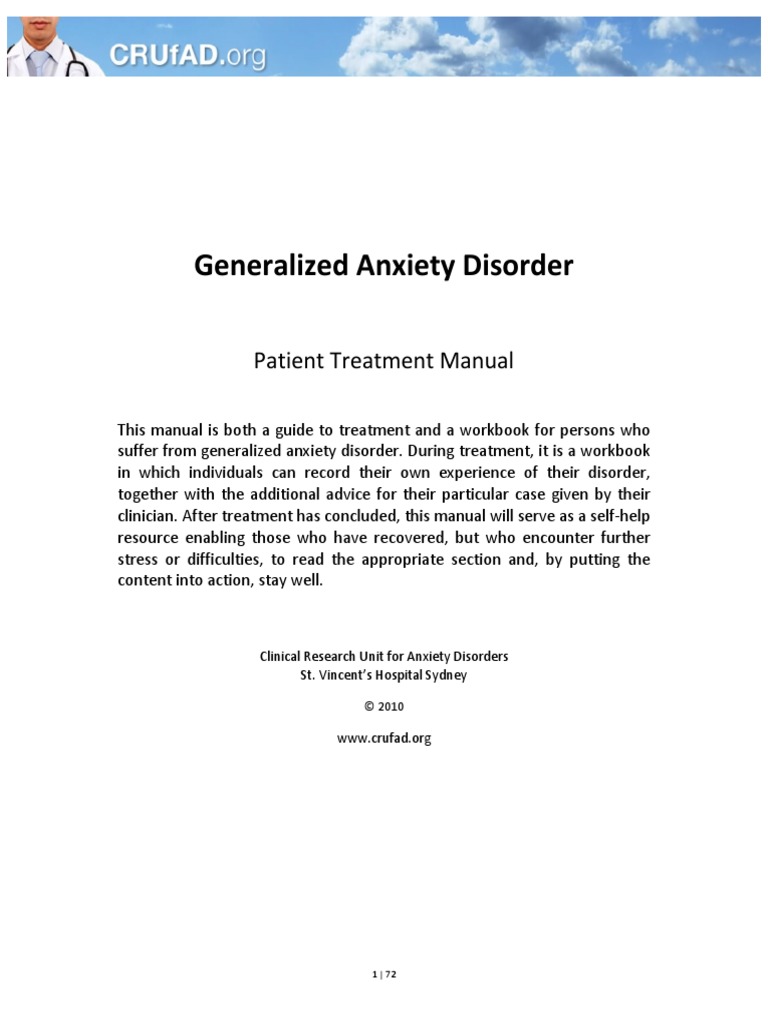 Generalized Anxiety Disorder: Patient Treatment Manual | PDF | Anxiety ...