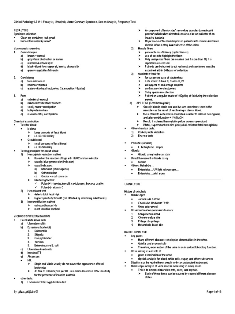 Fecalysis: Key Collection and Analysis | PDF | Coronary Artery Disease ...