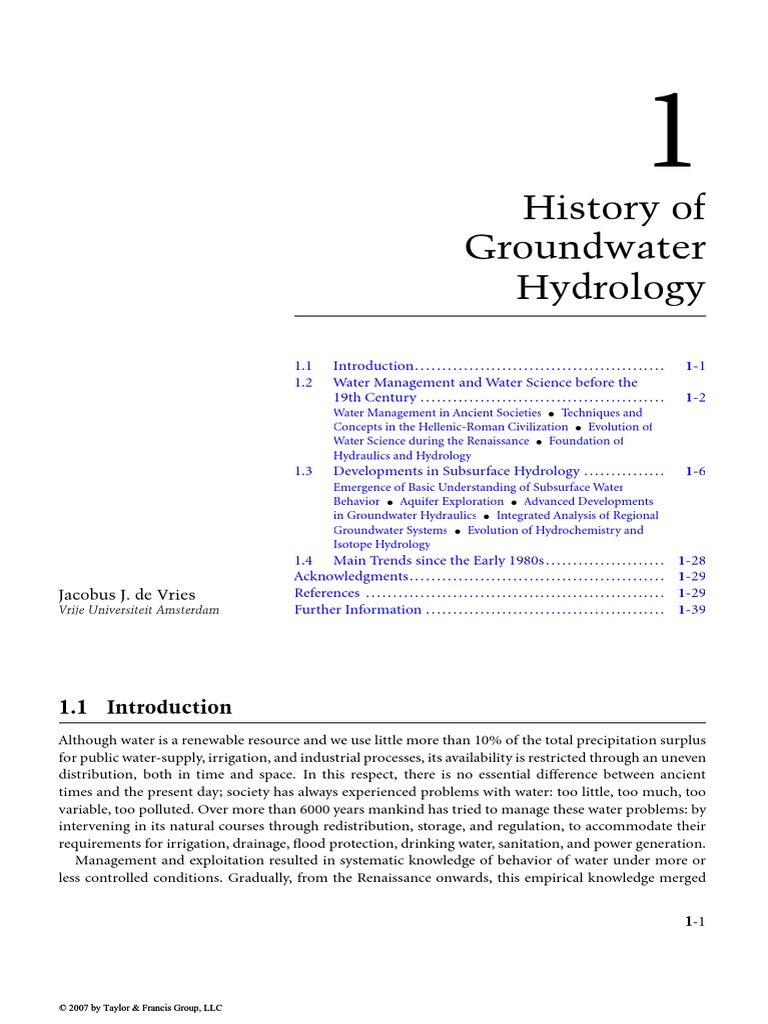 De Vries - 2007 - History of Groundwater Hydrology | PDF | Hydrology ...