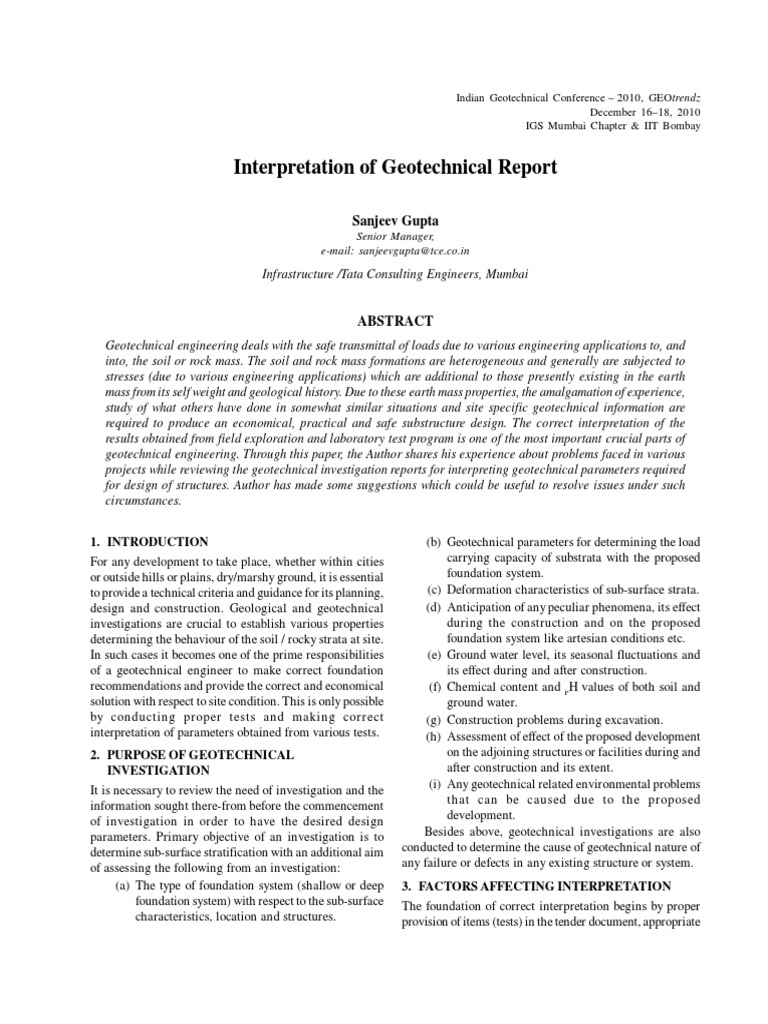 Interpretation of Geotechnical Report | PDF | Geotechnical Engineering ...